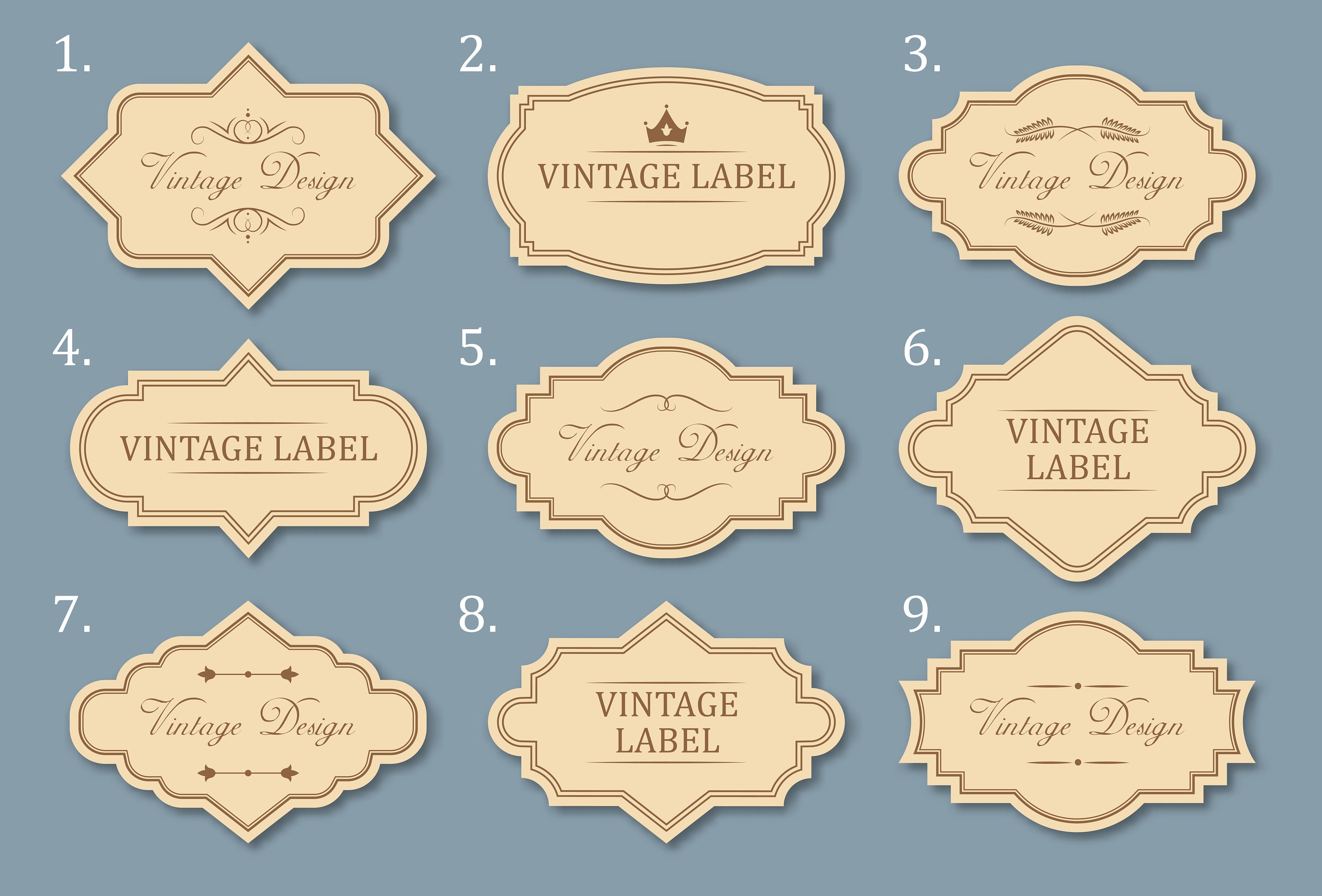 100 Pcs. VINTAGE LABEL STICKERS, Vintage Label Decals, Custom Text Logo ...