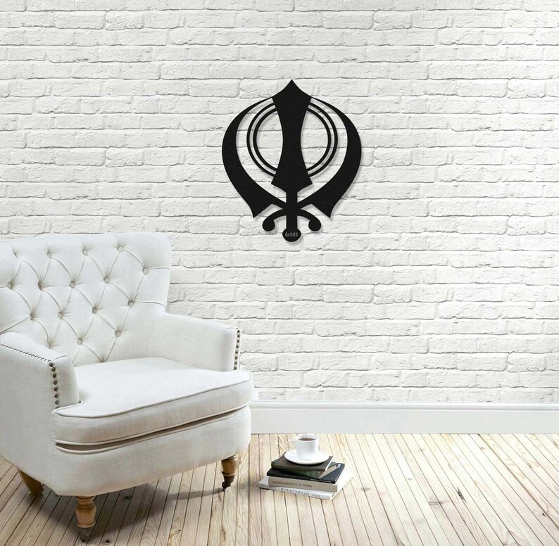 Stainless Steel Electrostatic Paint. Metal Onkar and Khanda Wall Art ...