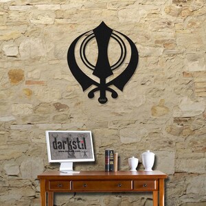Stainless Steel Electrostatic Paint. Metal Onkar and Khanda Wall Art ...