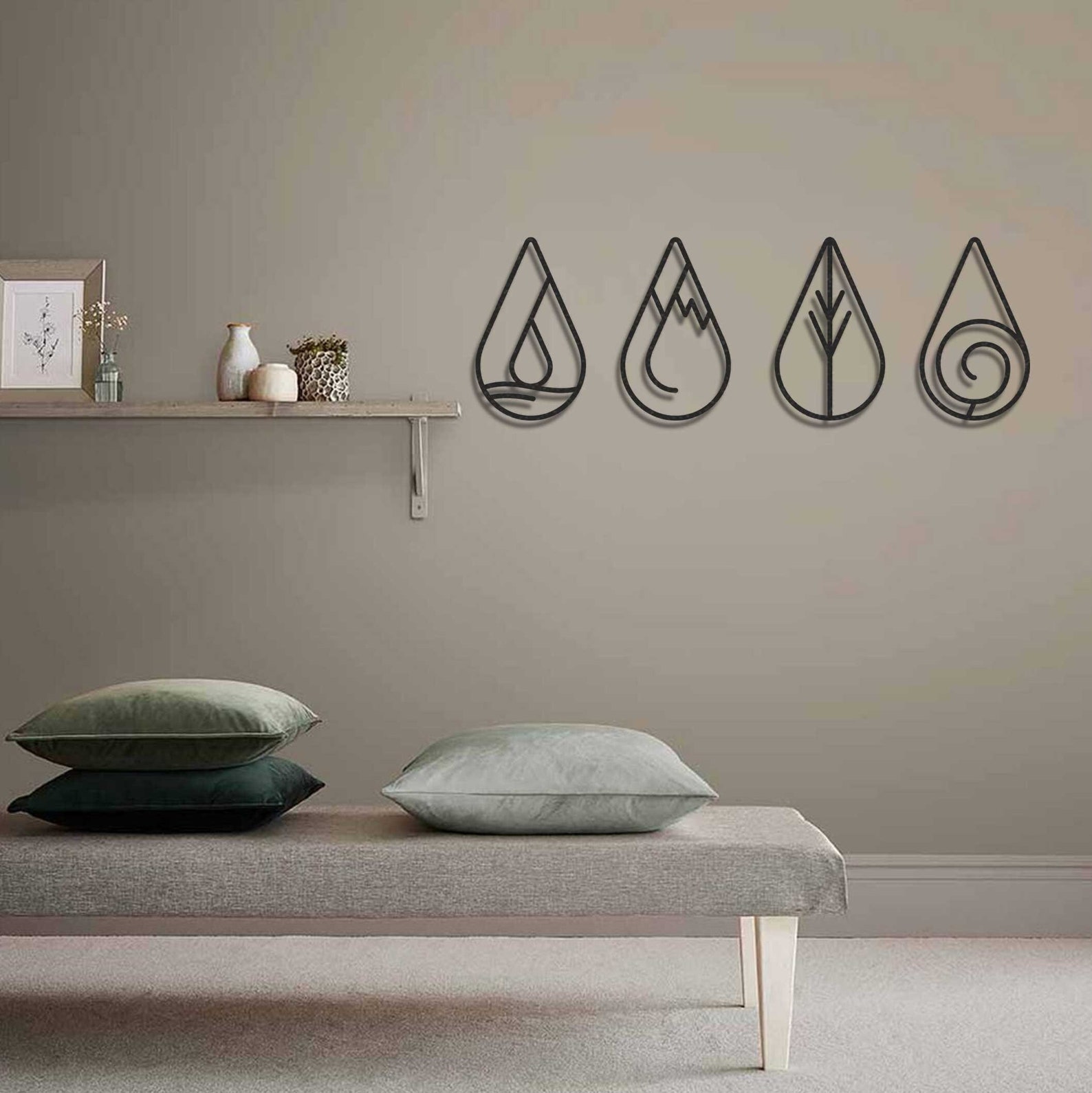 4 Elements Wall Art, Four Elements Metal Wall Art, 4 Elements Symbol ...