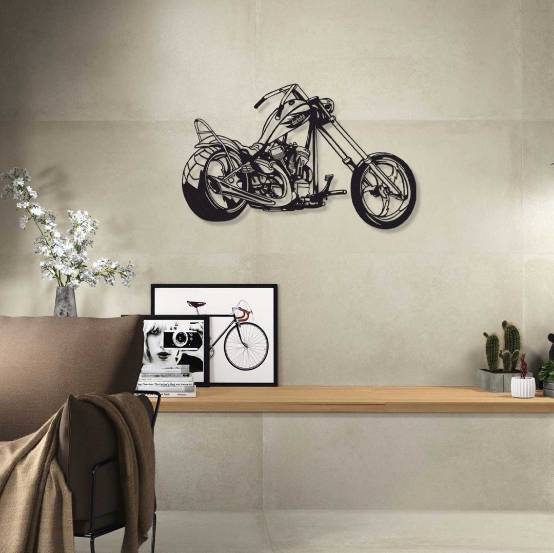 Metal Chopper Motorcycle Wall Decor, Motor Wall Decor, Home Decor ...