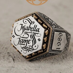 Handwritten Calligraphy Name Engraved Sterling Silver Ring ...
