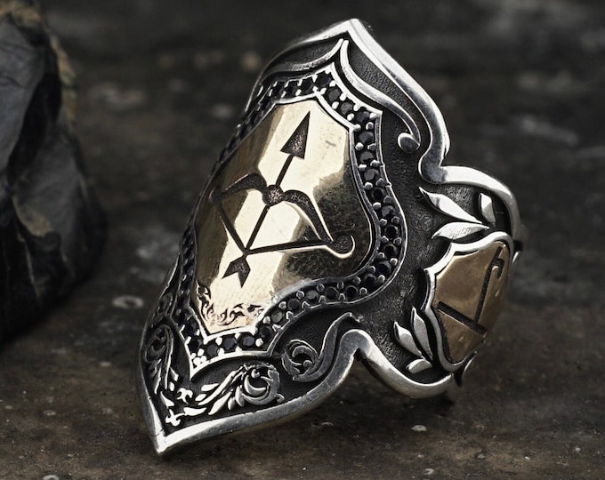 Arrow Archer Thumb Zihgir Ring for Men, Sterling Silver Archery Ring ...