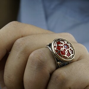 Men's Ring Made With Red Fire Amber, Best Gift for a Friend, Bohemian ...