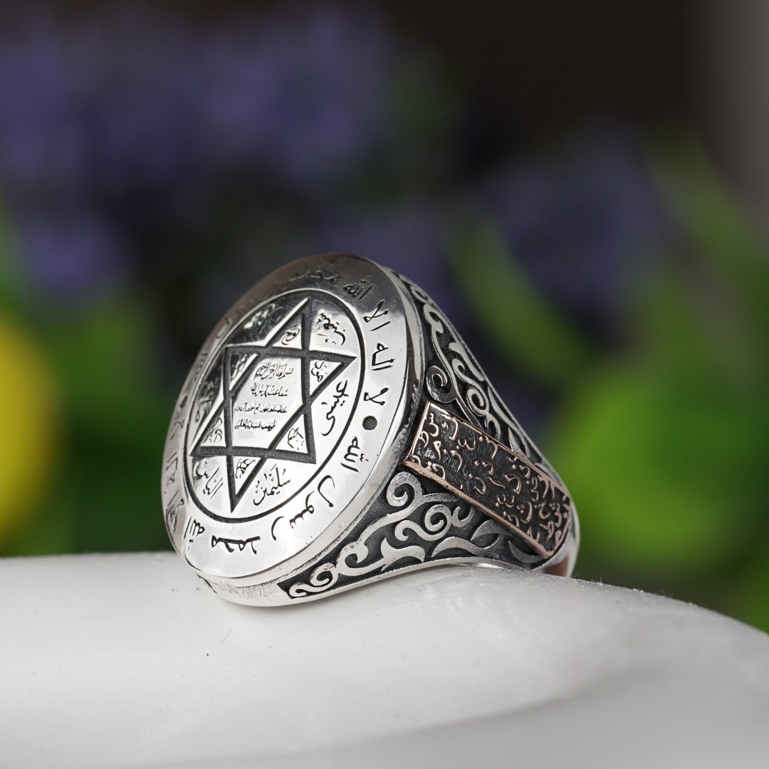 Silver Seal of Solomon Ring, Solomon Seal Protection Ring, Star of ...
