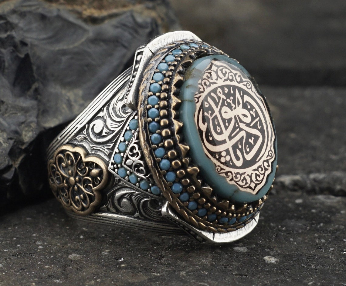 Men's Islamic Silver Ring Arabic god is Enough for - Etsy