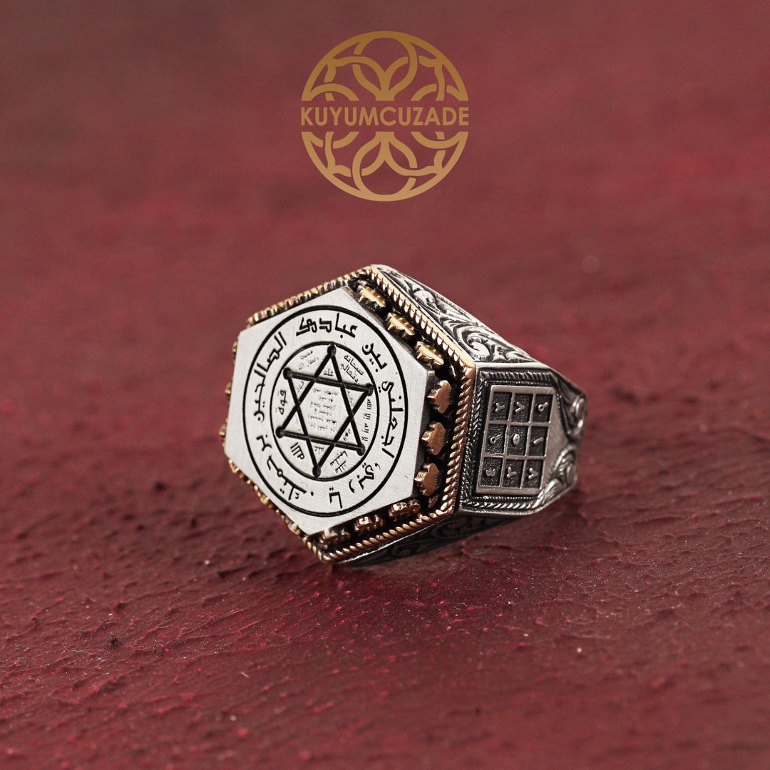 Seal of Solomon Silver Ring, Solomon Seal Protection Ring, Star of ...