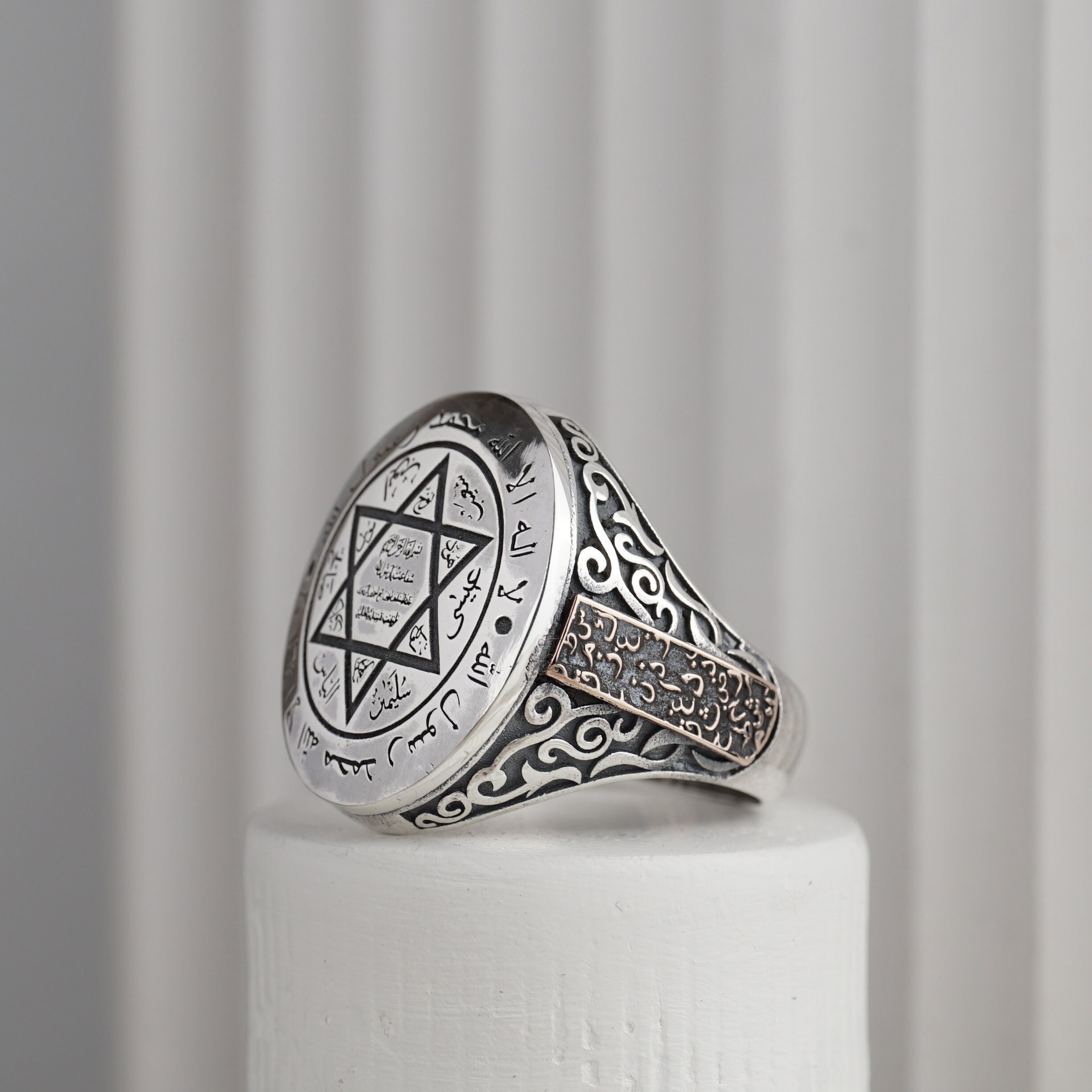 King of Solomon's Seal Signet Ring, Ancient Symbol Ring for Men ...