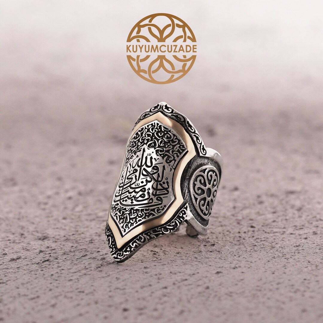 Islamic Arabic Sterling Silver Zihgir Ring, Archer Thumb Silver Jewelry ...