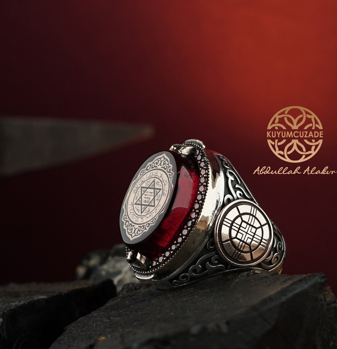 Amber Seal of Solomon Ring, Large Solomon Seal Signet Ring, King ...