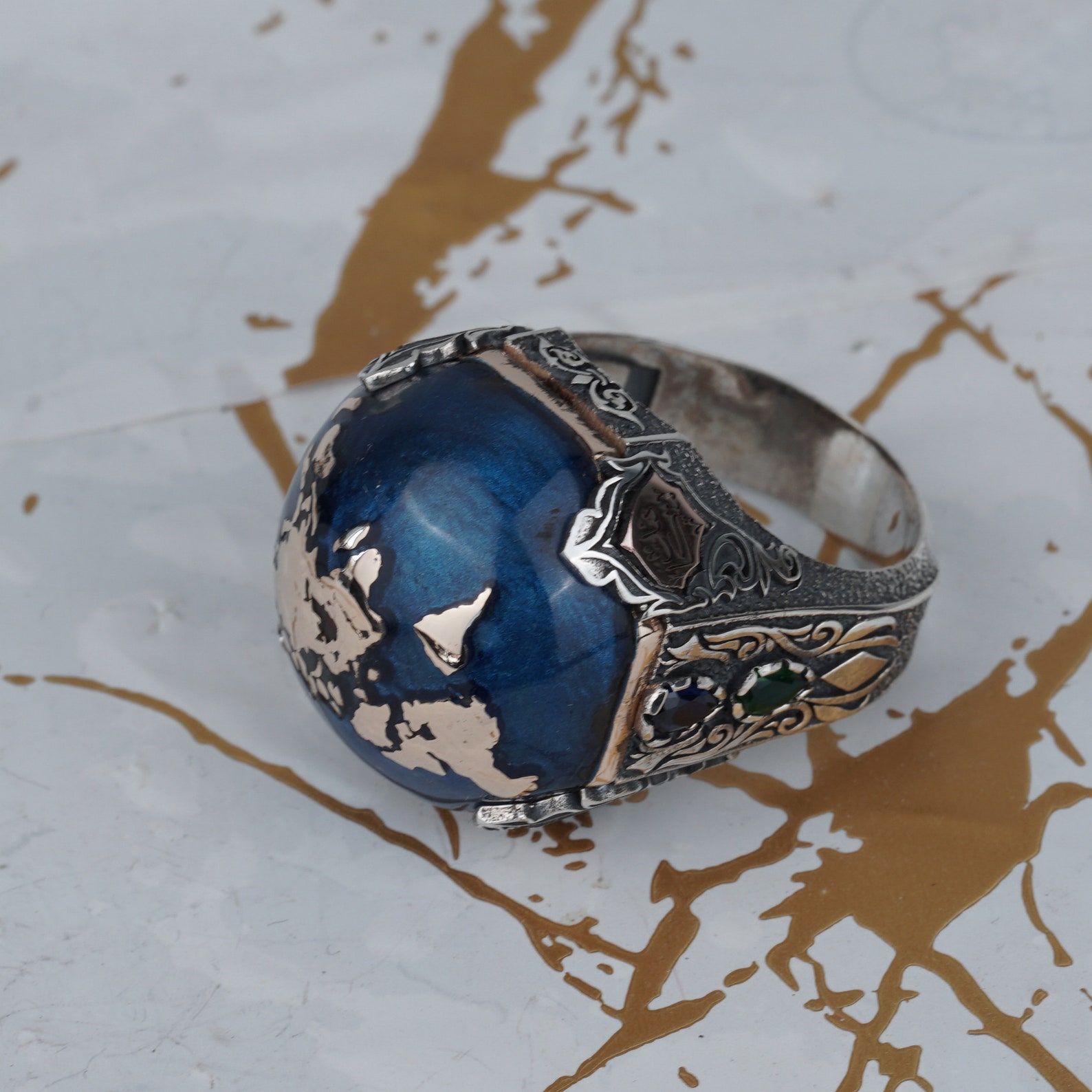 World Map Wrapped Silver Ring, World Design Ring, Idealist Ring for Men ...