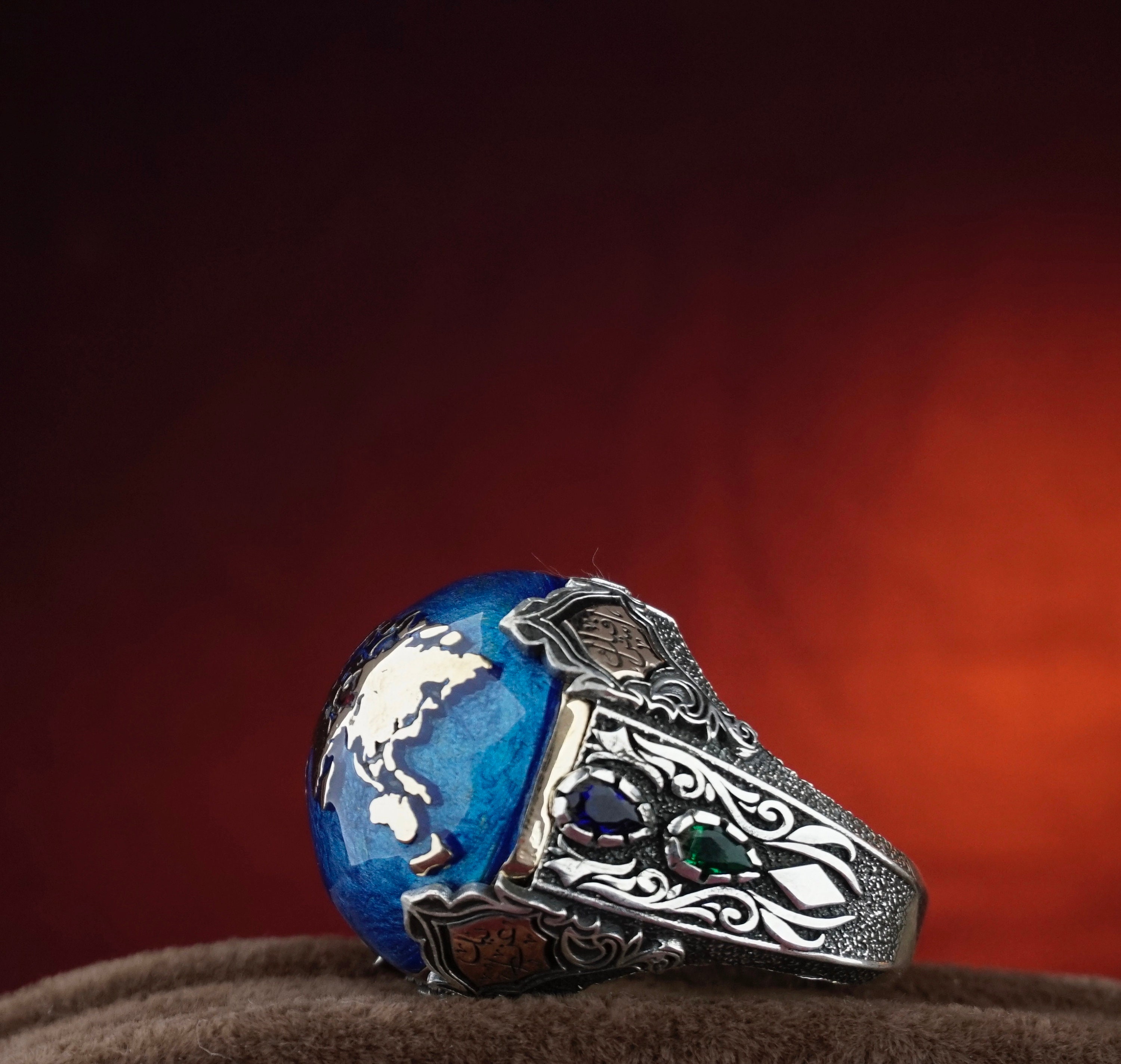 World Map Wrapped Ring Men's World Design Ring Idealist - Etsy