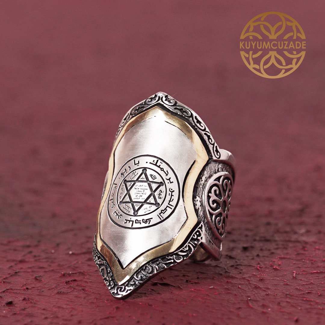 925 Sterling Silver Thumb Ring for Men With Engraved Seal of Solomon ...