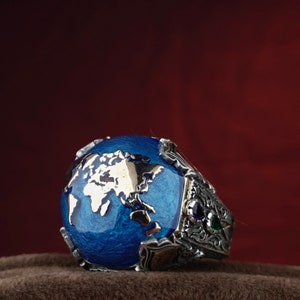 World Map Wrapped Ring Men's World Design Ring Idealist - Etsy