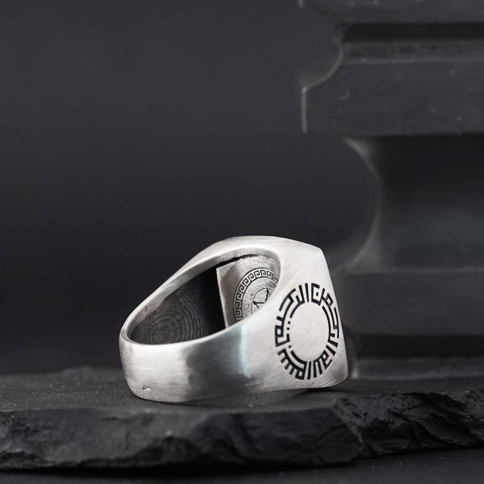 Islamic Ayat Al-kursi Ring, Engraved Convex Design Islamic Silver Ring ...