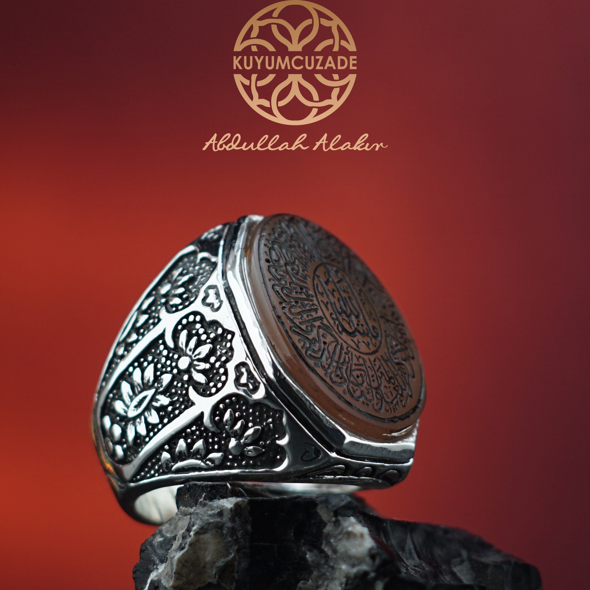 Islamic Ring Manuscript Ring Protection Ring Brown Agate - Etsy