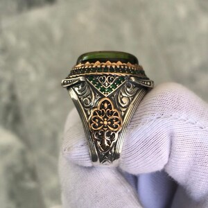 Men's Seal of Solomon Green Amber Stone Ring, Solomon’s Seal Ring ...