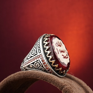 Unique Mens Rings Art Ring for Him Men Silver Engrave Arabic Man ...