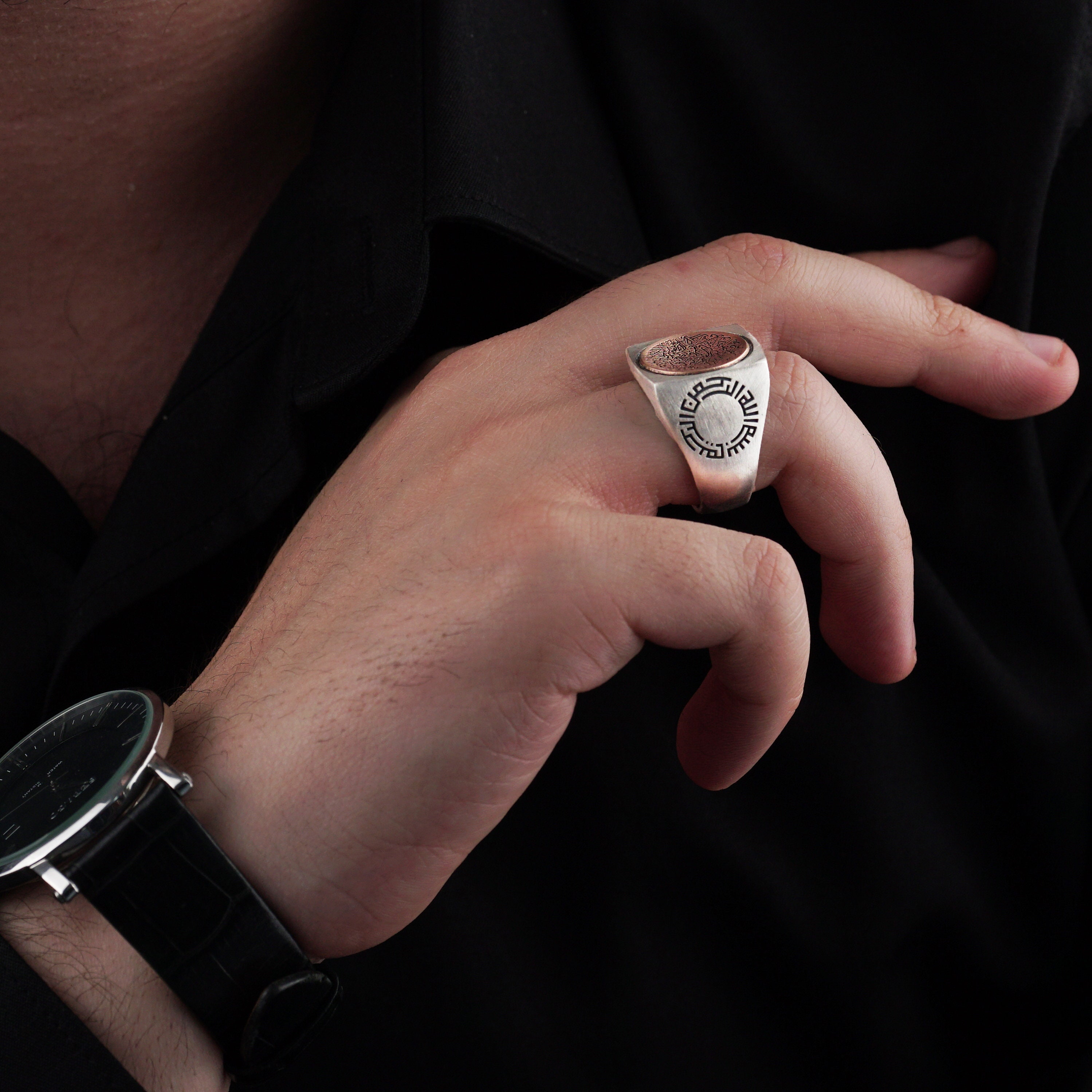 Islamic Ayat Al-kursi Ring, Engraved Convex Design Islamic Silver Ring ...