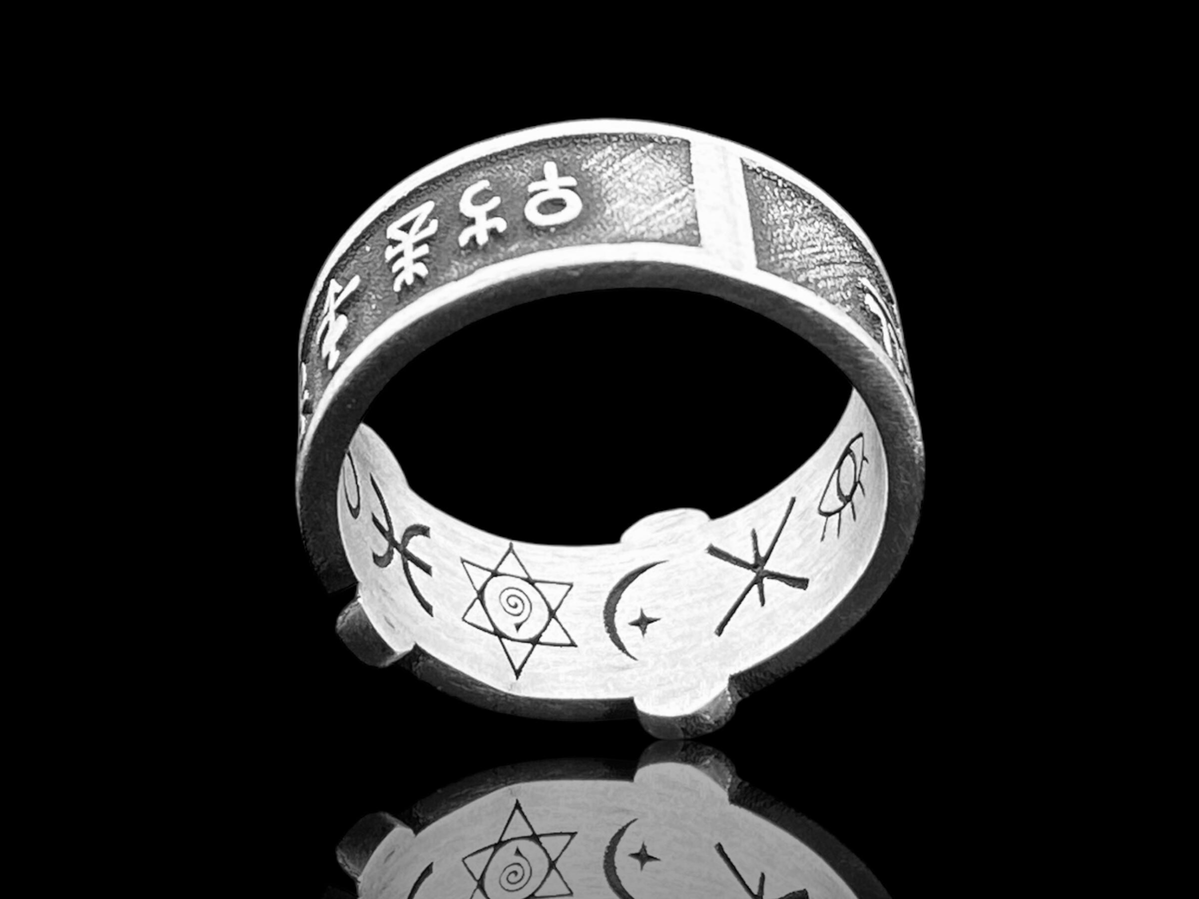 Mystic Symbol Ring – Seal of Solomon Talisman Ring With Ancient Glyphs ...