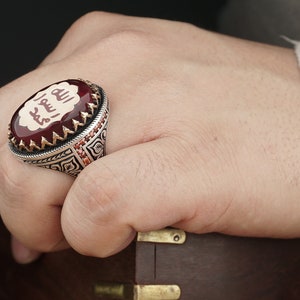 Unique Mens Rings Art Ring for Him Men Silver Engrave Arabic Man ...