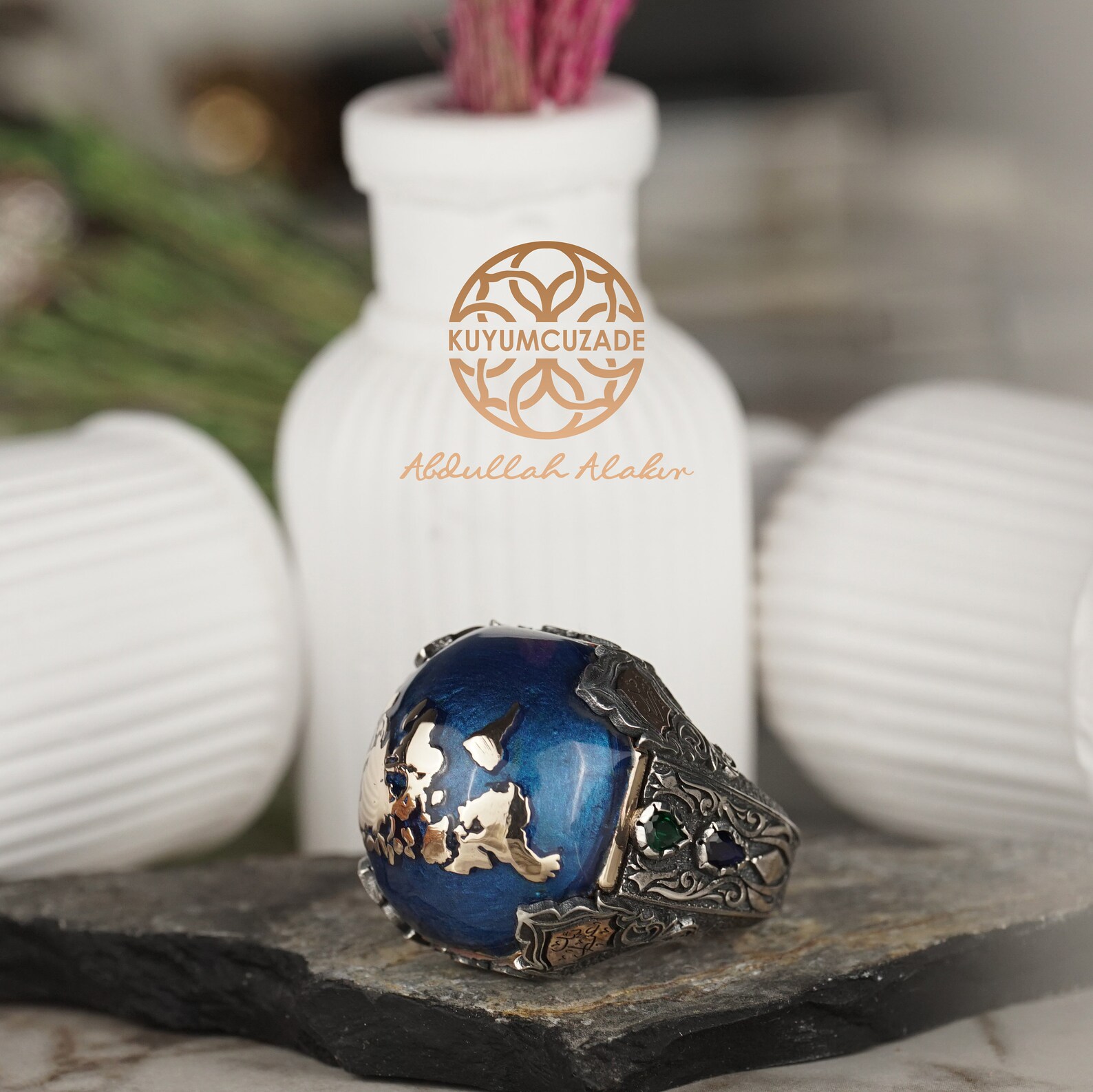 World Map Wrapped Silver Ring, World Design Ring, Idealist Ring for Men ...