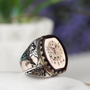 Ottoman Sanjak Red Fire Amber Gemstone Sterling Silver Ring, Ottoman ...