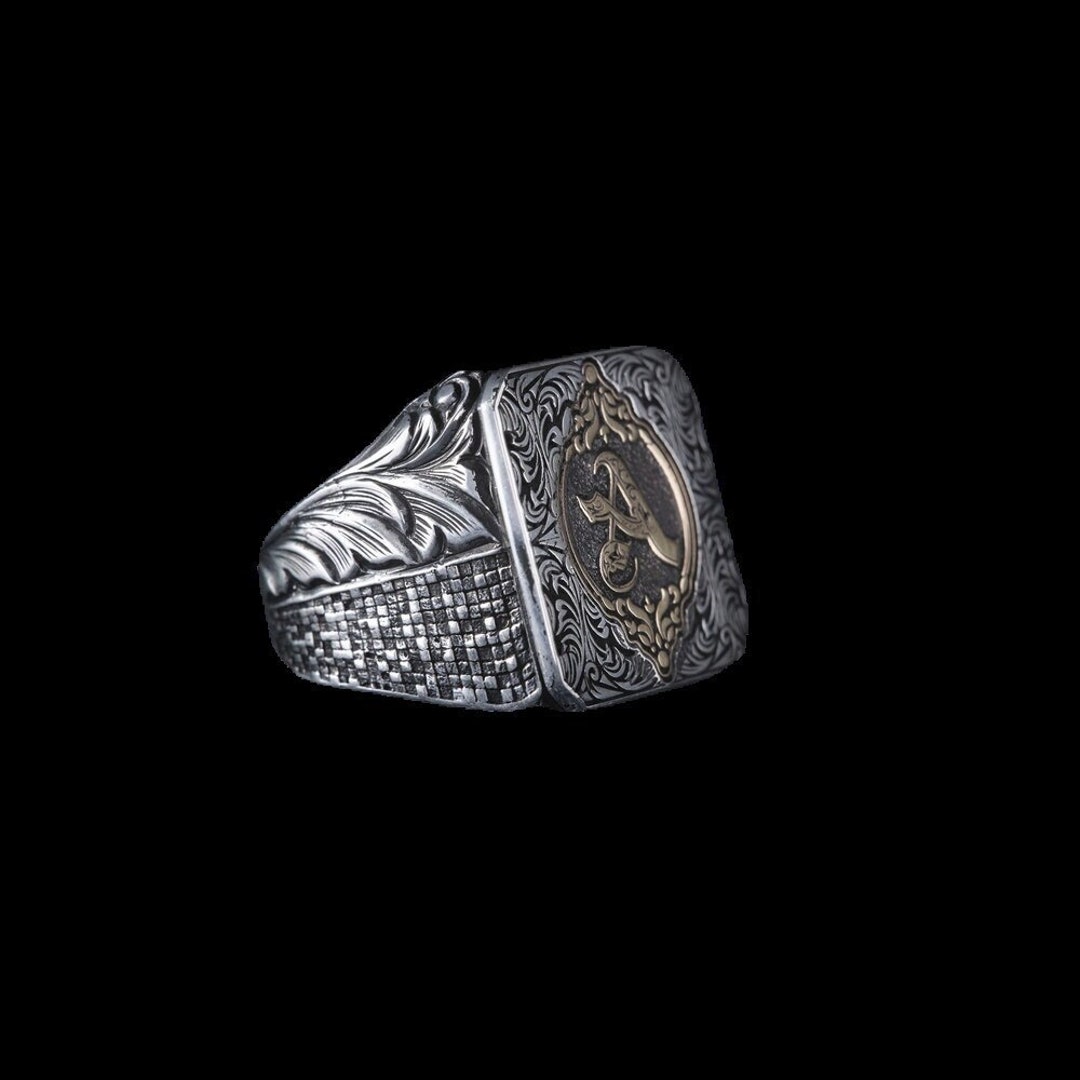 Initial Customizable Engraved Family Crest Ring,personalized Coat of ...