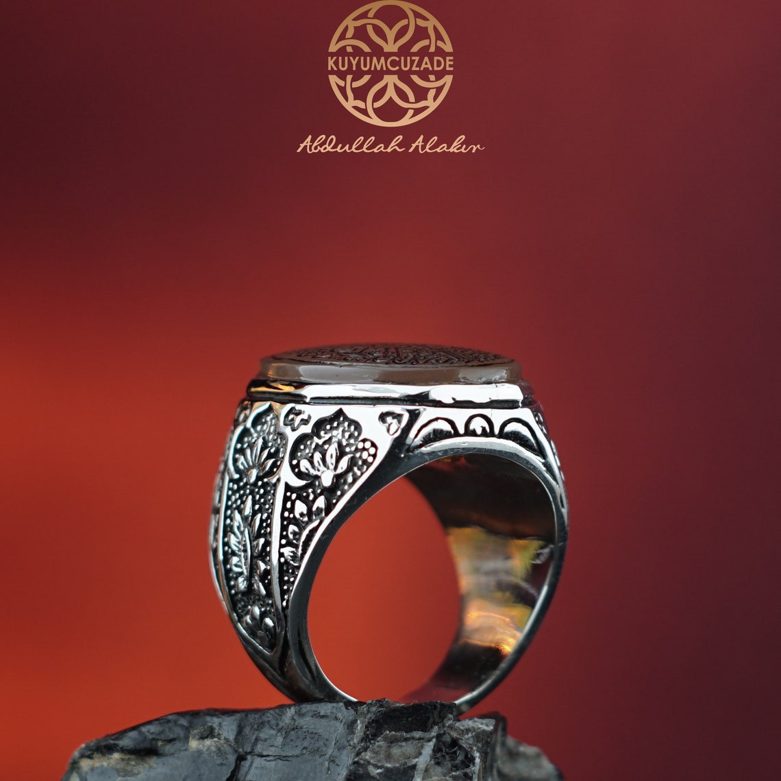 Islamic Ring Manuscript Ring Protection Ring Brown Agate | Etsy