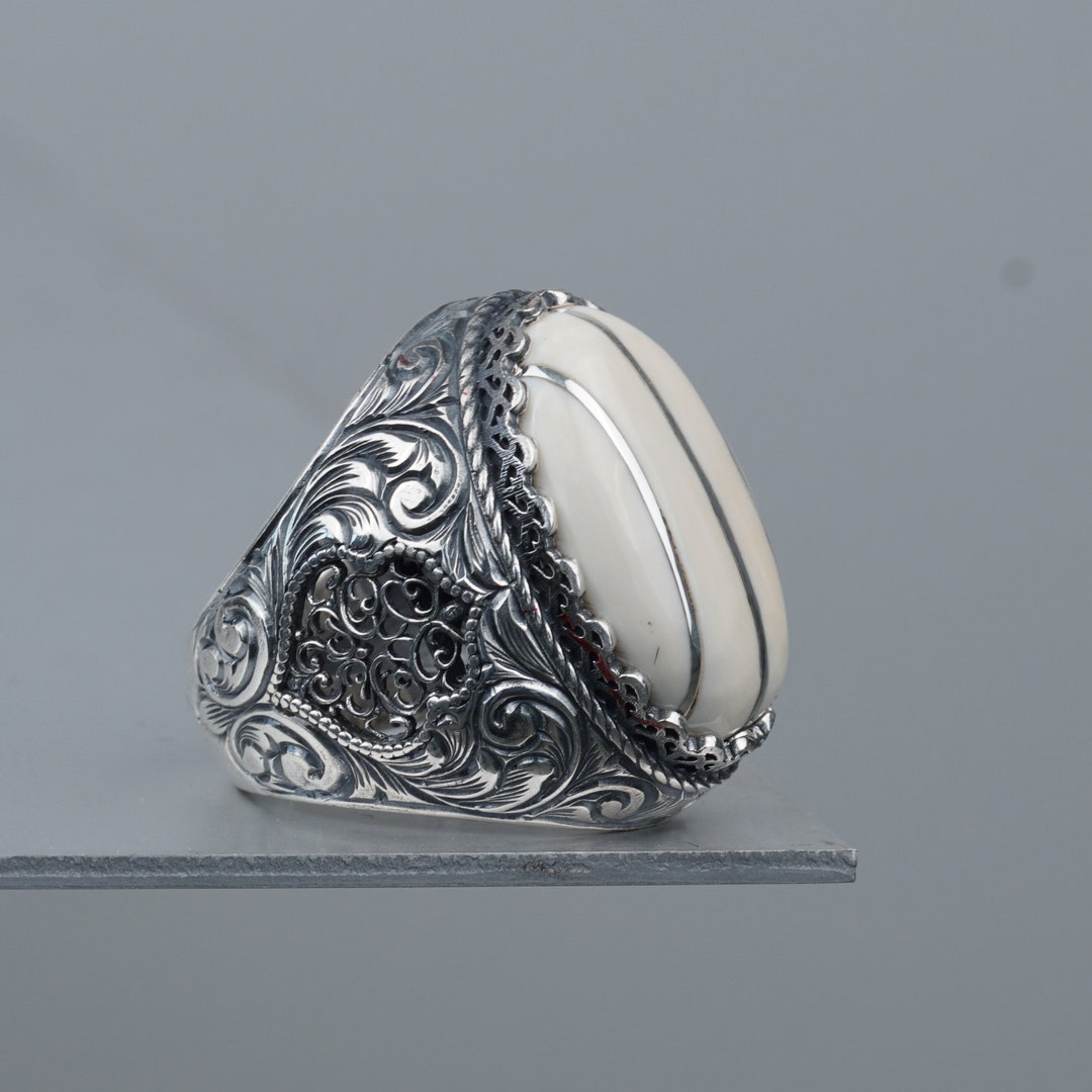 White Gemstone Sterling Silver Ring, Magnificent Design Handmade White ...