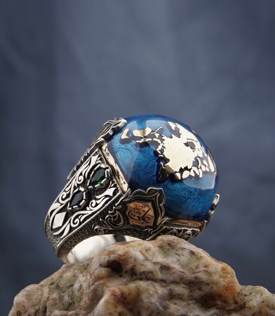 World Map Wrapped Ring Men's World Design Ring Idealist - Etsy