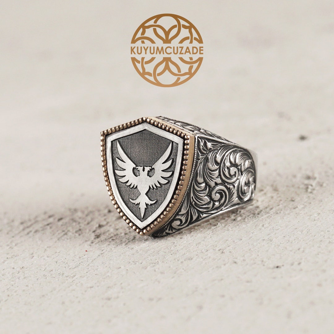 925 Sterling Silver Men's Ring With Phoenix Engraving, Mythical Bird ...