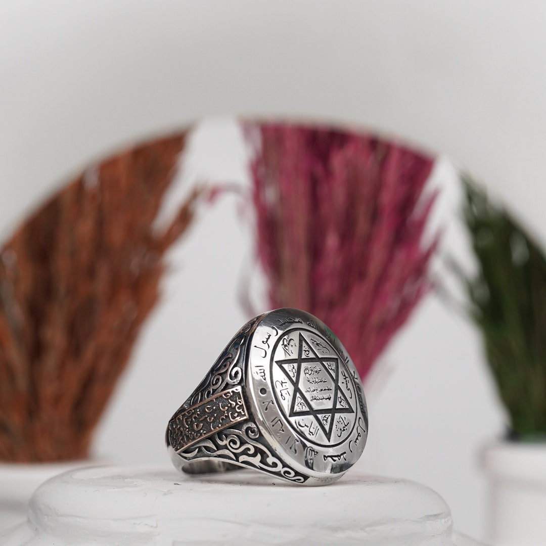 King of Solomon's Seal Signet Ring, Ancient Symbol Ring for Men ...