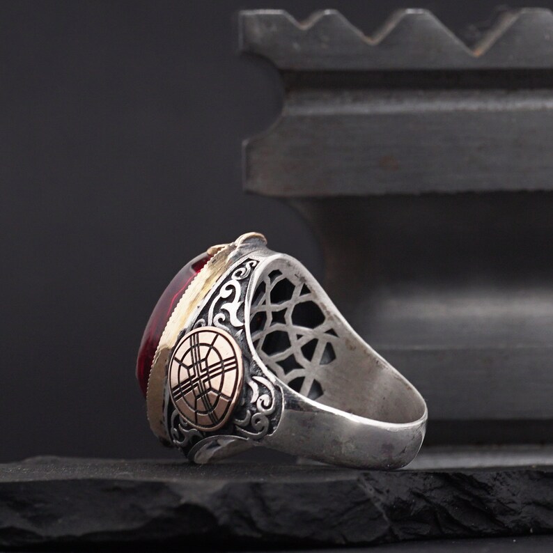 Seal of Solomon Ring With Amber Stone, 925K Silver King Solomon Ring ...