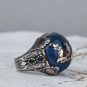 World Map Wrapped Silver Ring World Design Ring Idealist - Etsy