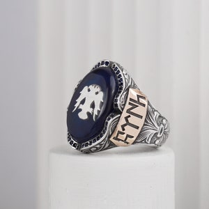 Double Head Eagle Osman Bey Seljuk State Ottoman Turkish Silver Ring ...