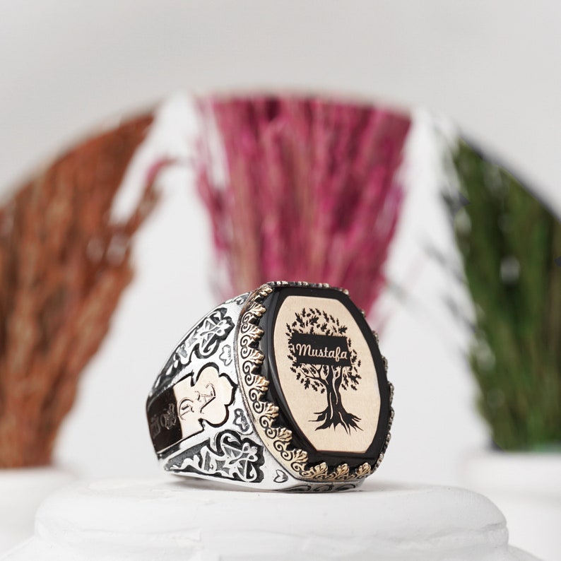 Custom Name Writable Tree of Life Sterling Silver Ring Life - Etsy