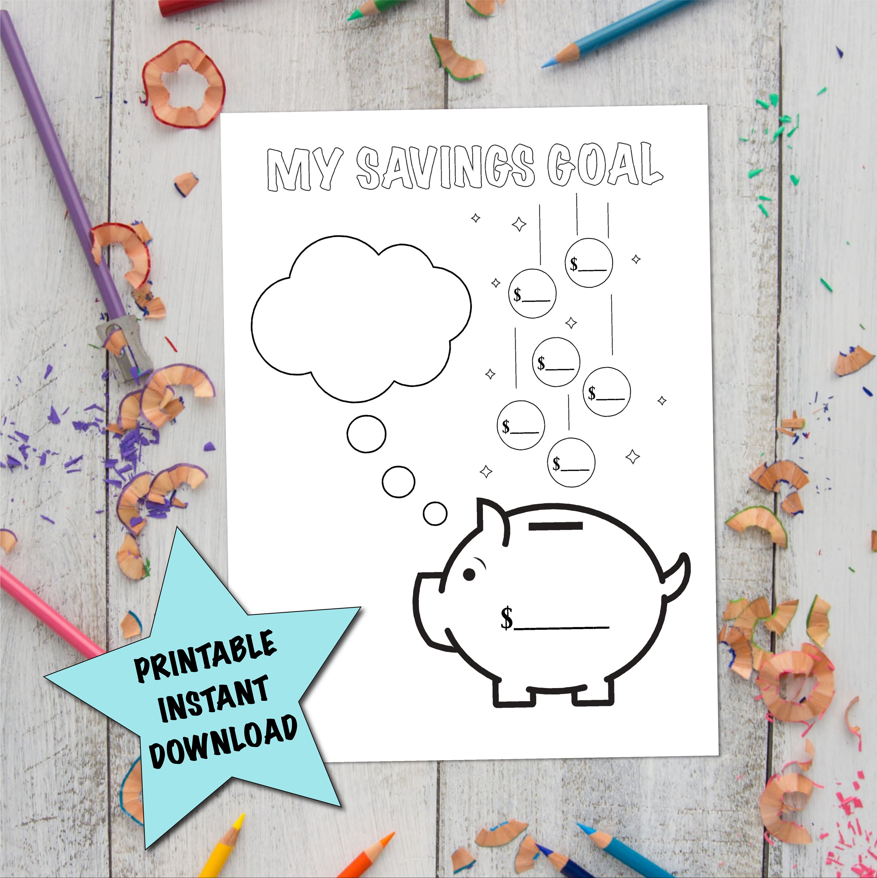 Printable Savings Goal Tracker for Kids * Color in Your Goals as You ...