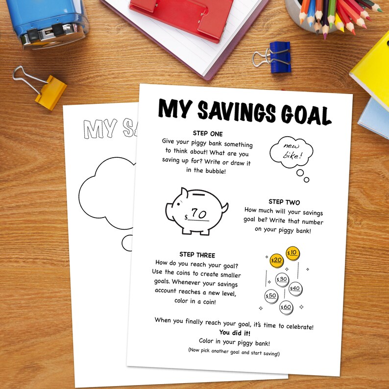 Printable Savings Goal Tracker for Kids * Color in Your Goals as You ...