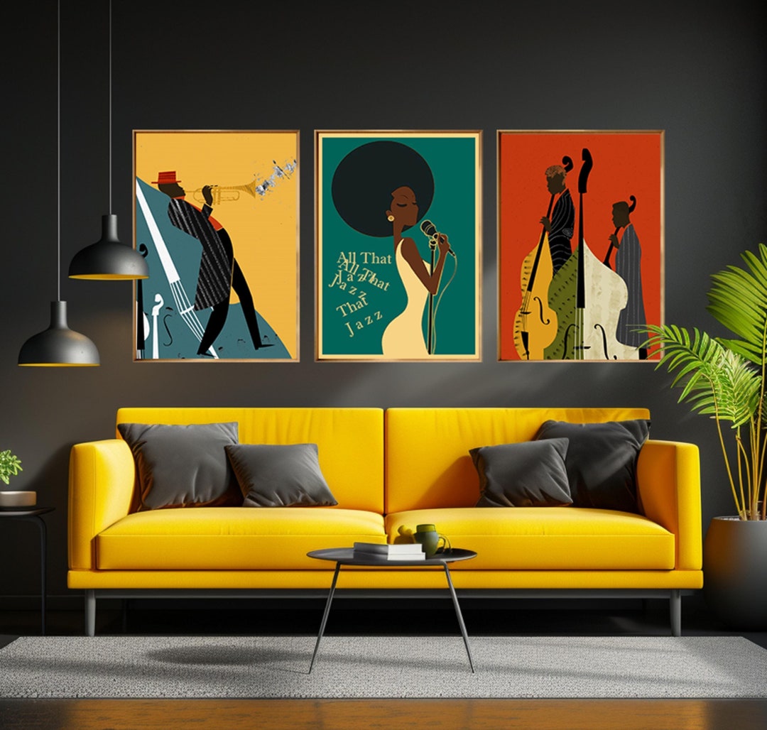 African Musicians Vintage Posters, Abstract Afro Jazz Art, Black Singer ...