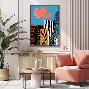 Modern Boho Еclectic Set of 3 Posters, Colorful Flowers Collage ...