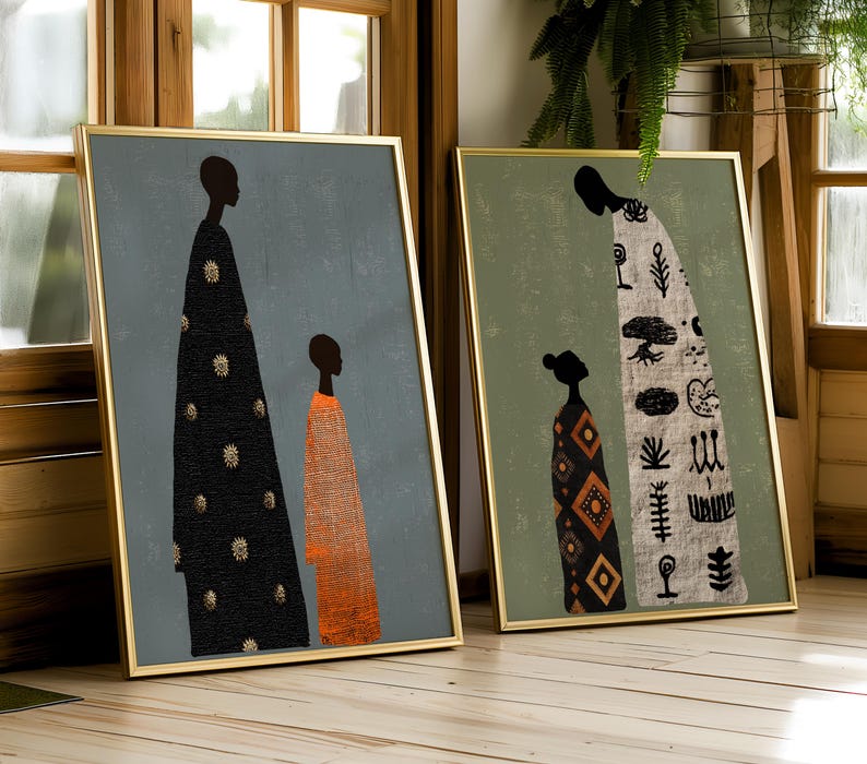 African American Art Set, Black Family Poster, African Couple Print ...