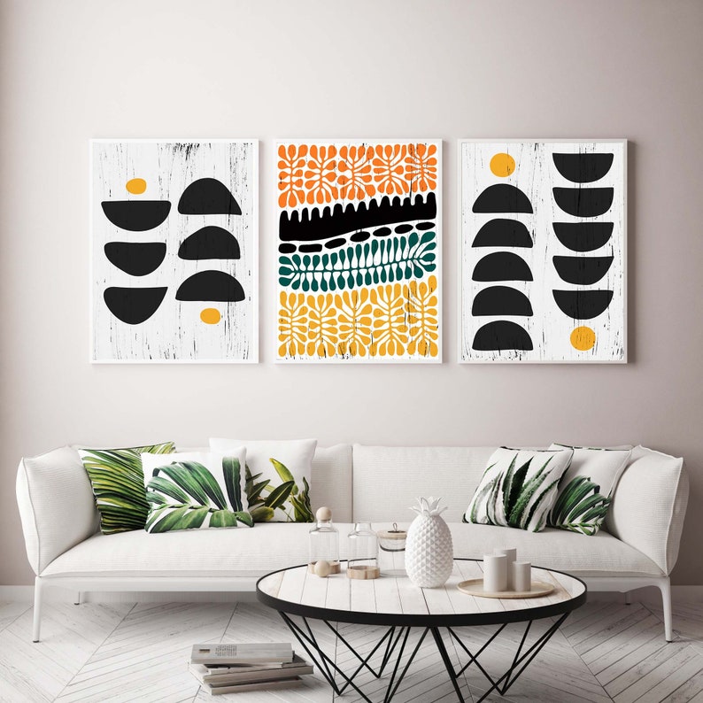Mid Century Modern Posters Abstract Ethno Motive Print Set - Etsy