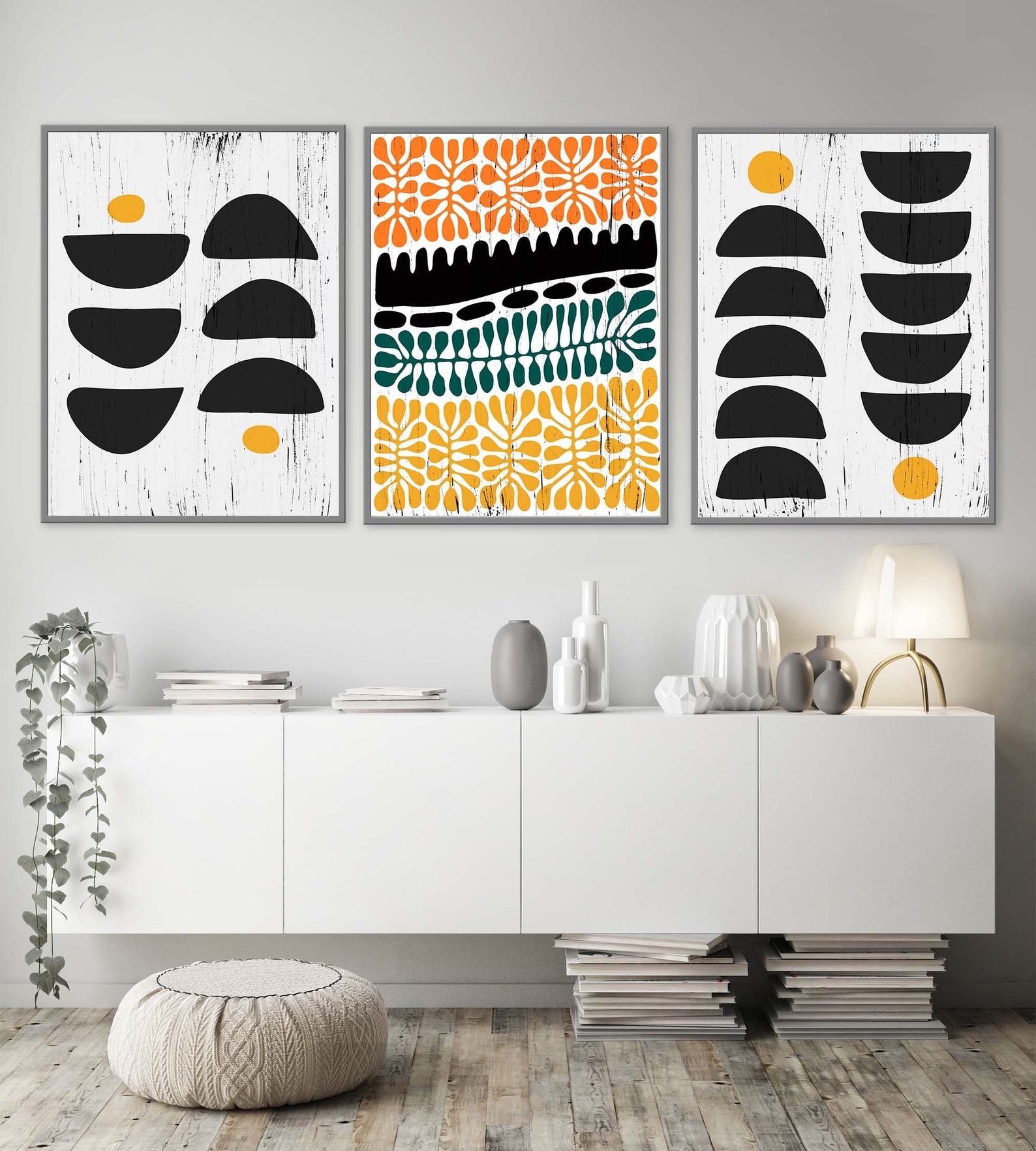 Mid Century Modern Posters Abstract Ethno Motive Print Set - Etsy