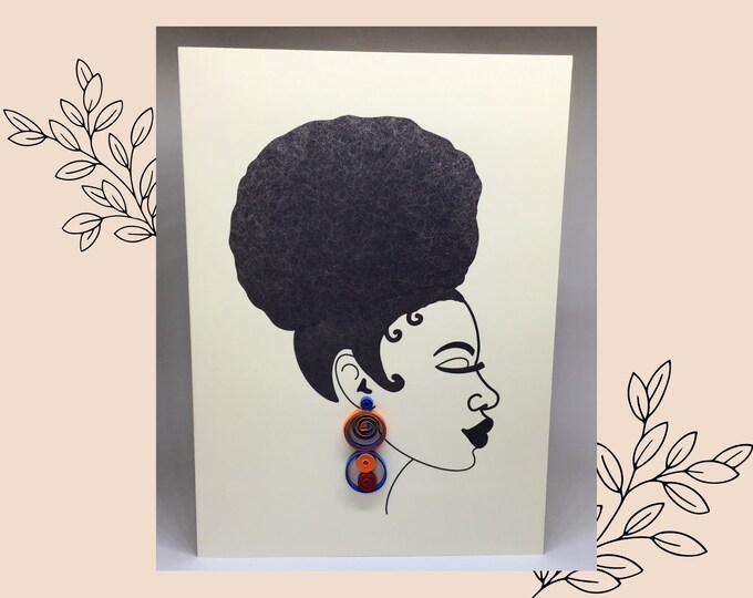 Afro Card, Afro Hair Card, Afro Bun, Card for Her, Quilling, Quilled ...
