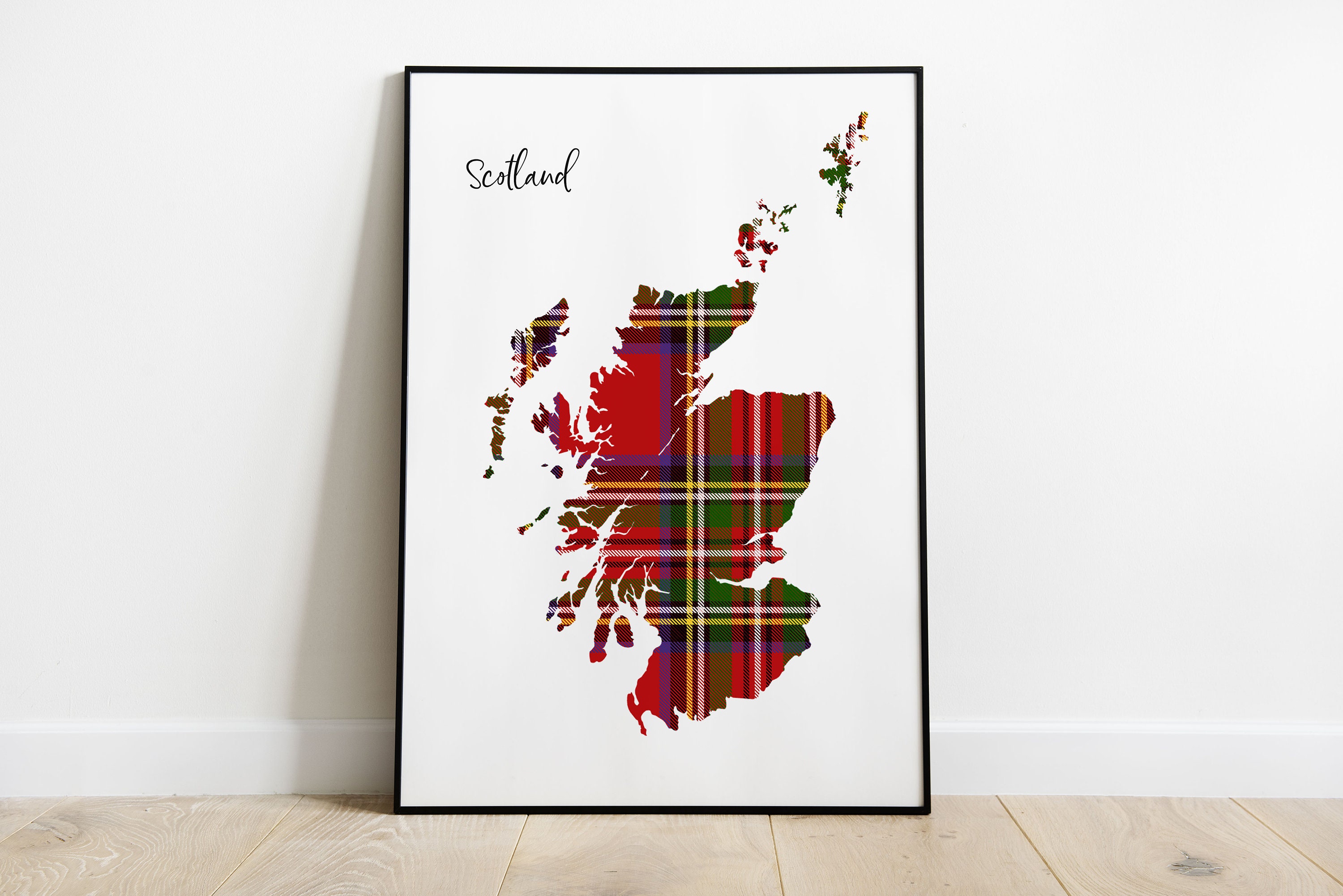 Scottish Tartan Print, Clan Tartan Scottish Map Print , Tartan Wall Art ...