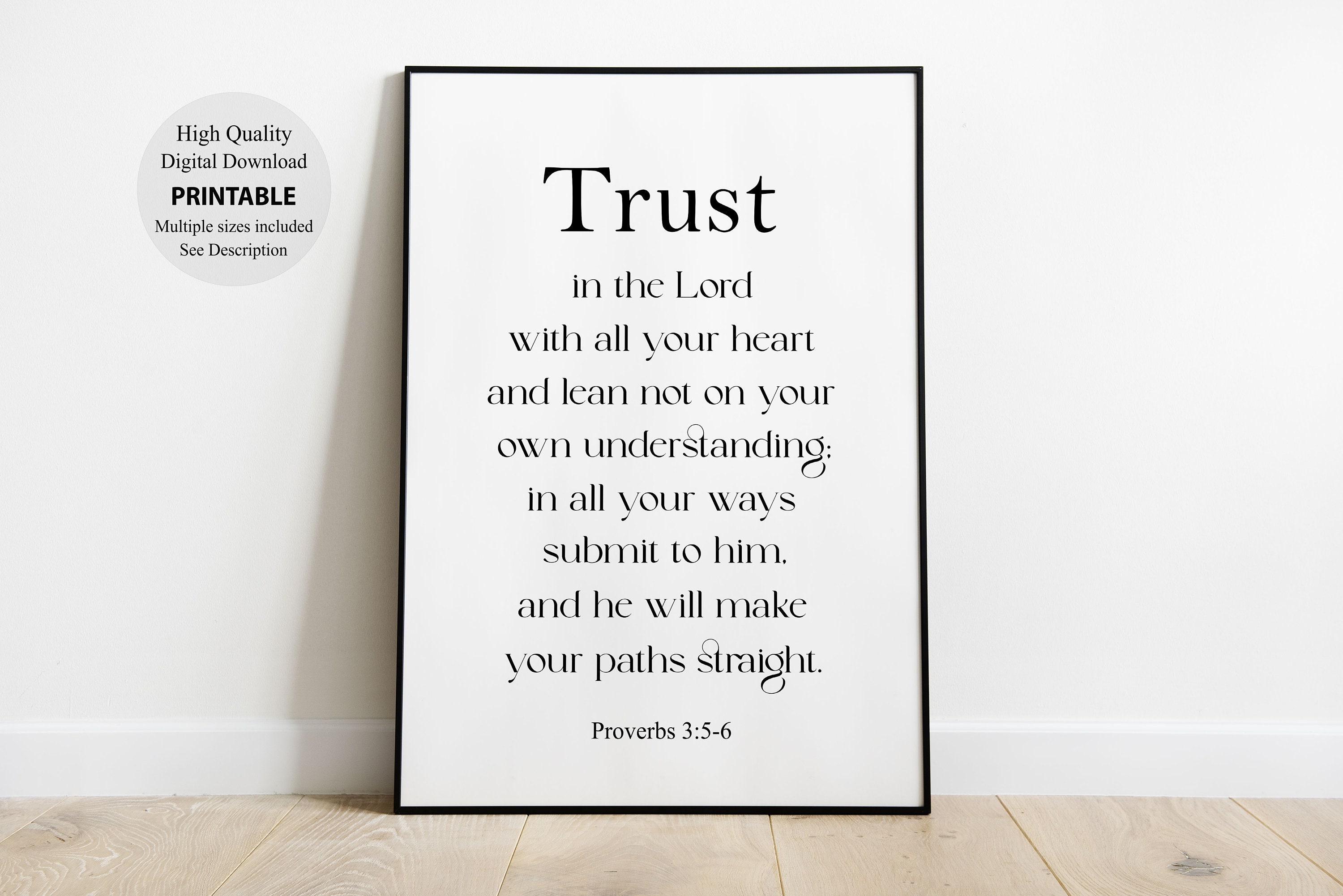 Trust in the Lord With All Your Heart, Proverbs 3:5-6, Motivational ...