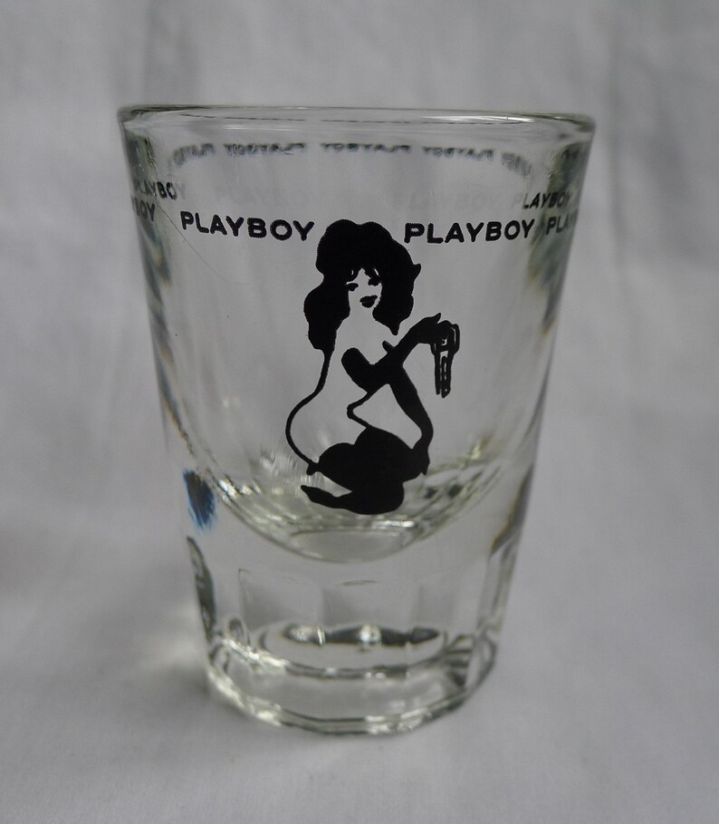Vintage MC 1960s Playboy Bunny Femlin Shot Glass Barware Heavy Glass 3 ...