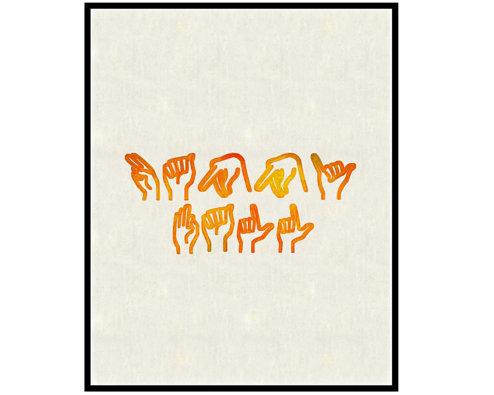 Happy Fall in ASL American Sign Language Art ASL Print | Etsy