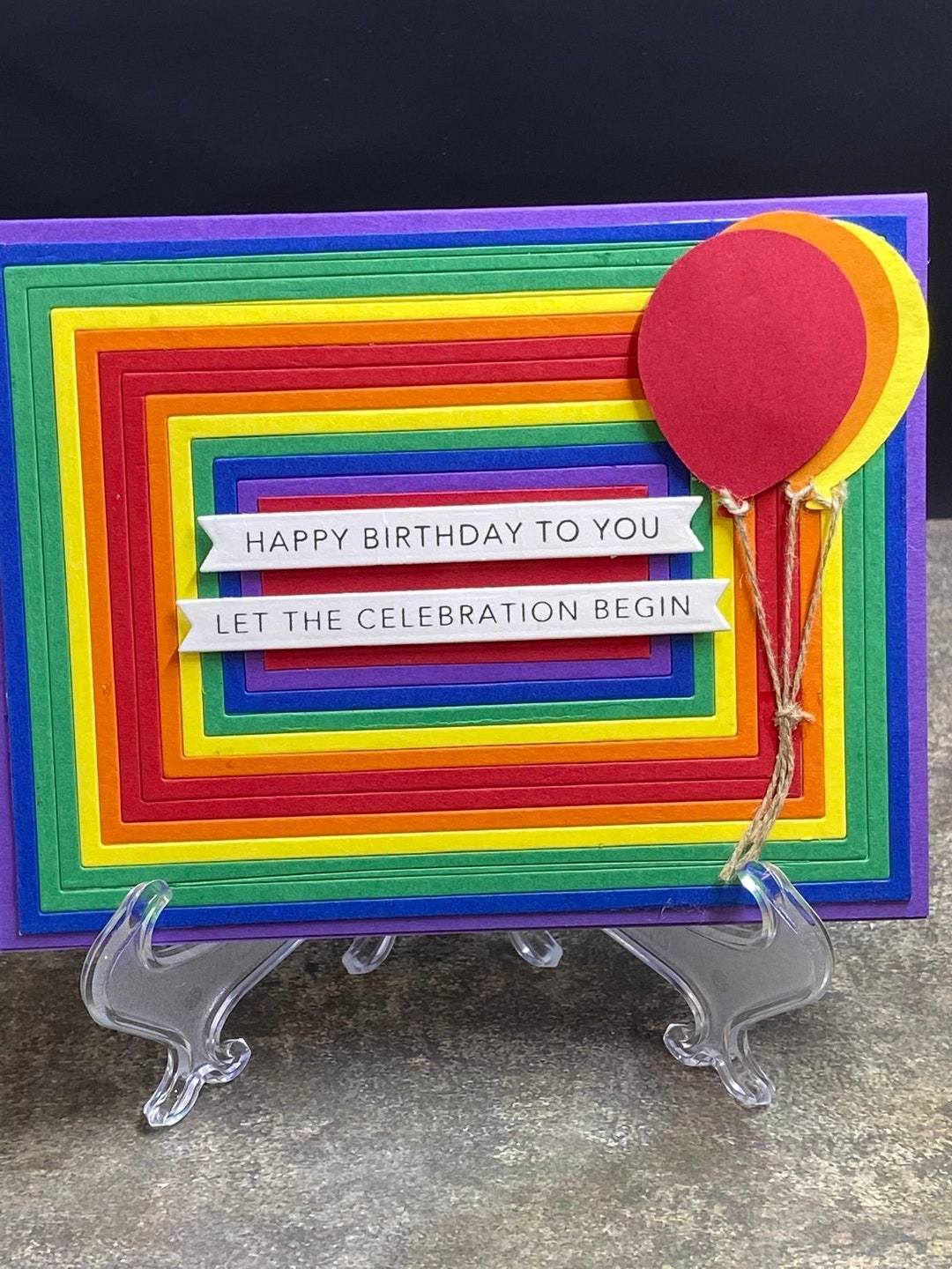 Birthday Rainbow Card With Balloons - Etsy